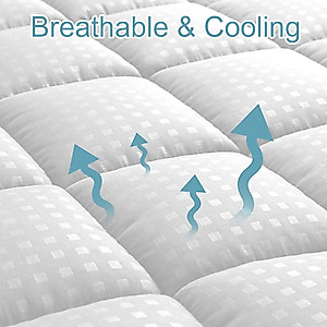 HYLEORY Full Mattress Pad Quilted Fitted Mattress Protector Cooling Pillow Top Mattress Cover Breathable Fluffy Soft Mattress Topper with 8-21" Deep Pocket