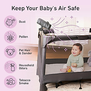Pure Enrichment PureBaby On-the-Go Air Purifier - Portable Stroller Air Purifier & Adjustable Clamp for Car Seat, Crib, Bassinet & Playpen - True HEPA Filter Removes 99.97% of Allergens Around Baby
