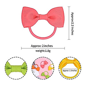 40PCS 2 Inches Baby Girls Hair Bows Ties Mini Boutique Elastic Hair Rubber Ribbon Hair Band Accessories for Kids Toddlers Infants (40 PCS), Multi-colored