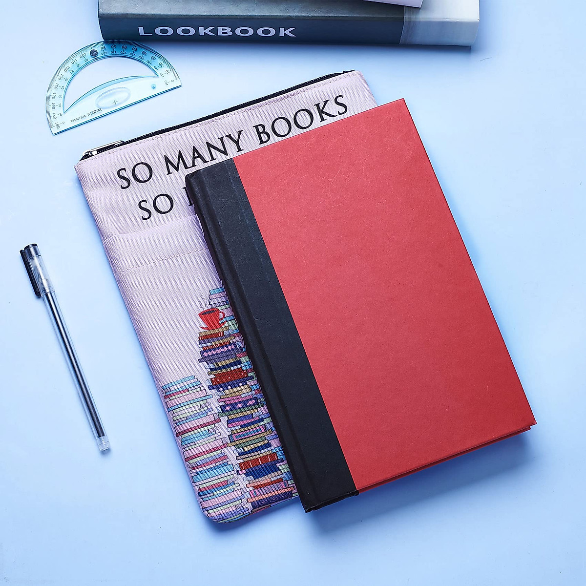 So Many Books So Little Time Book Sleeve with Zipper, Book Covers for Paperbacks, 11 X 8.5 Inch, Bookish Gift for Girl