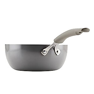 Rachael Ray Cook + Create Nonstick Saucier Pan/Saucepan, 3 Quart, Gray