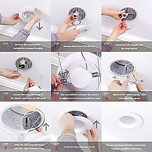 5"/6" LED Integrated Retrofit Recessed Lighting Kit, 11 Watts, Energy Star, Dimmable, Damp Rated, Ridged Baffle, White Finish,91148