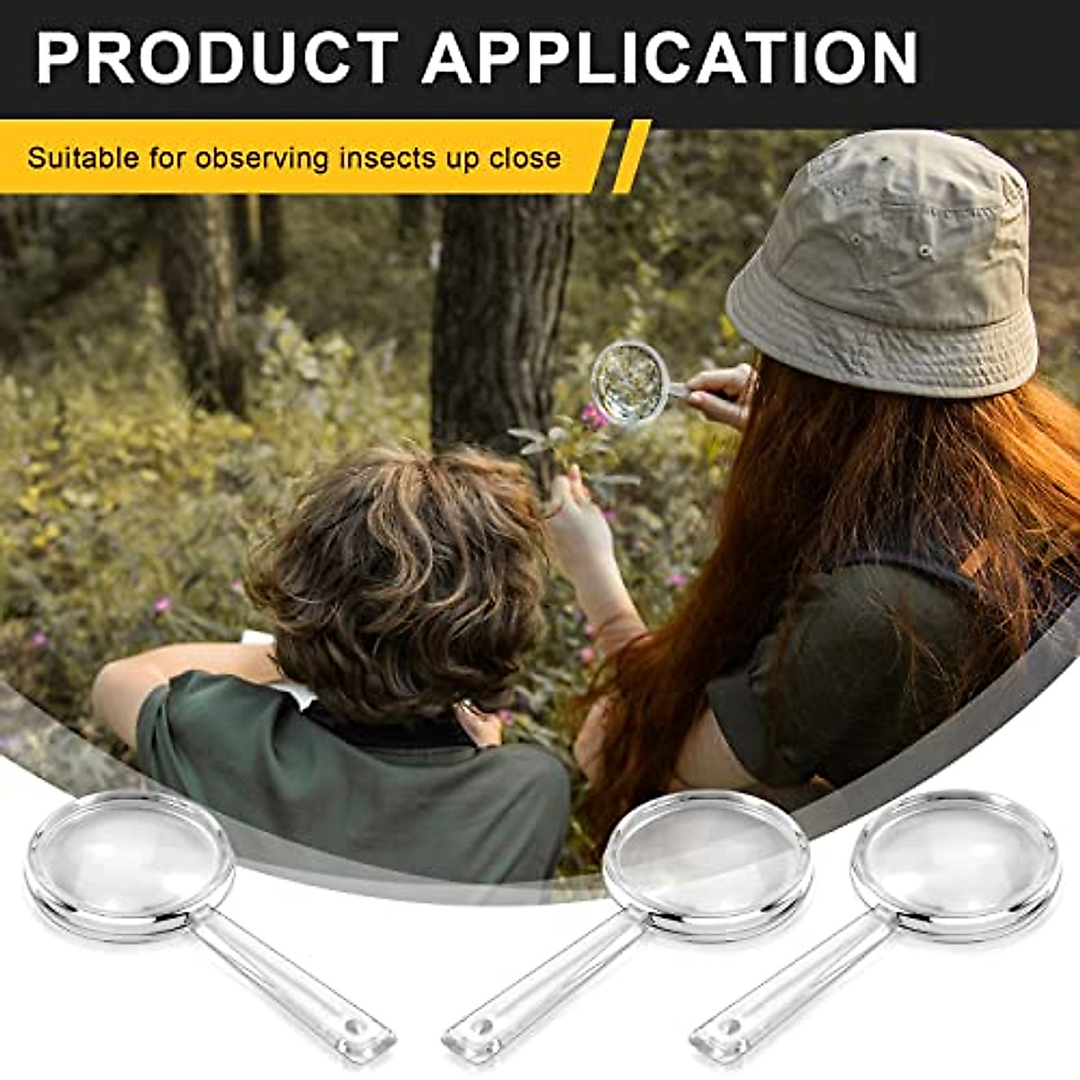 BILLIOTEAM 40 Pcs 5X Plastic Mini Magnifying Glasses, Handheld Magnifiers, Portable Reading Magnifying Glass Bulk, Handheld Magnifying Lens for Kids, Seniors, School, Students, Outdoor