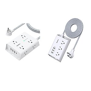 Surge Protector Power Strip, 8 Widely Outlets with 4 USB Ports(1 USB C Outlet) and 3 Outlets with 3 USB Ports, Flat Plug Extension Cord, Wall Mount for Dorm Home Office, ETL Listed