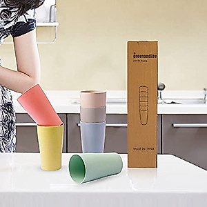 greenandlife 400ml/14oz Set 6 Multicolor Mug for Coffee, Tea, Water, Milk, Juice, Wheat Straw Cup, Unbreakable,Non-toxin, BPA free and Healthy for Kids Children Toddler & Adult