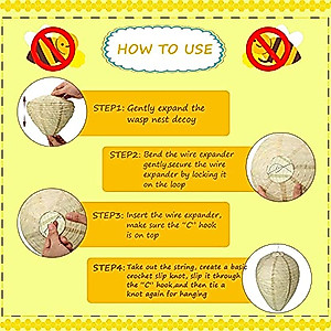 Eashome Wasp Nest,Decoy Hanging Fake Wasp Nest,Natural Non-Toxic Paper Decoy Safe Fake Trap Effective Eco Friendly Paper Wasp Nest for Garden,Outdoors Brown 6 Pack