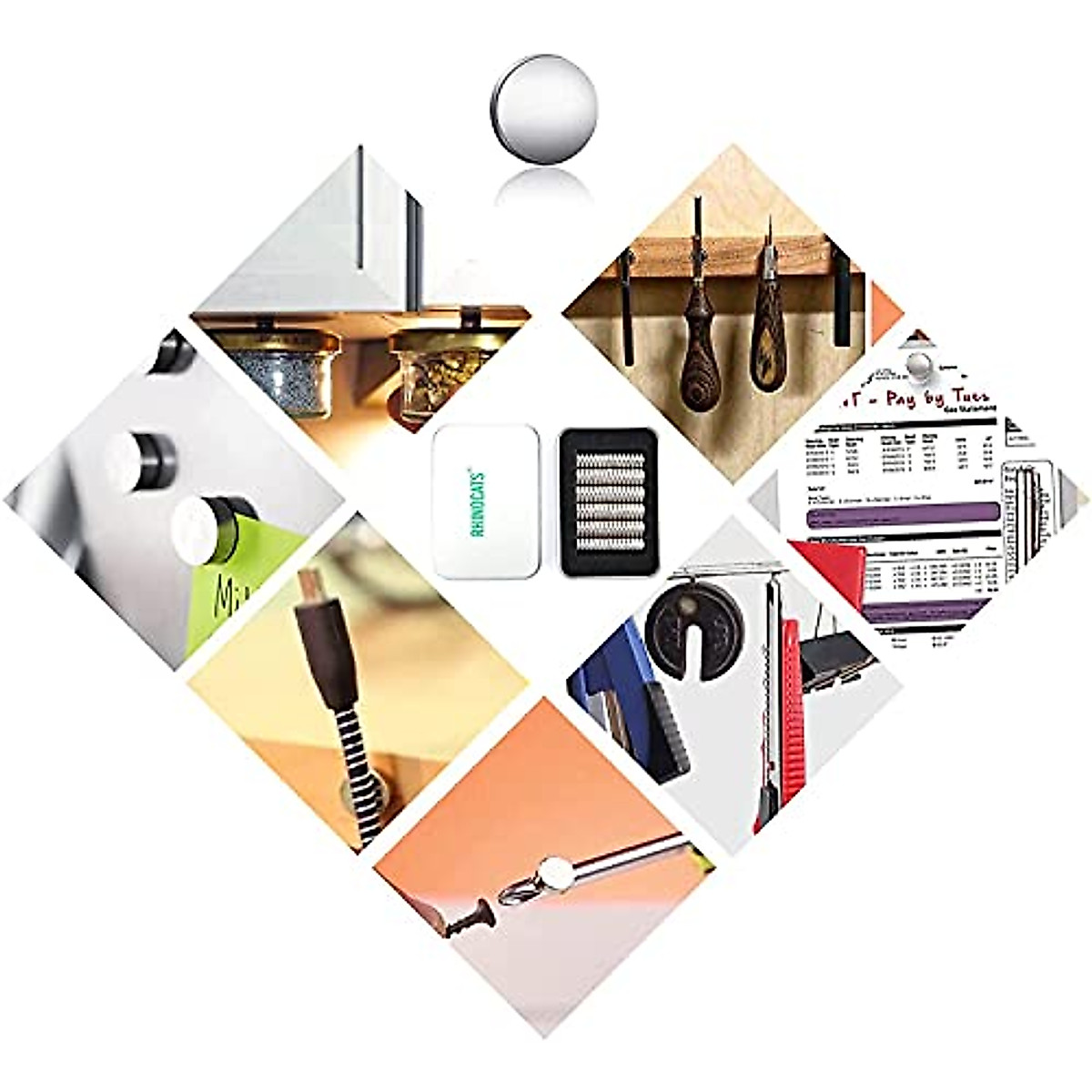 RHINOCATS 60 pcs Refrigerator Magnets，Fridge Magnets，Tiny Magnet, Multi-Use for Office, Hobbies, Crafts and Science, Tiny Size：5mm x 3mm(DxH)