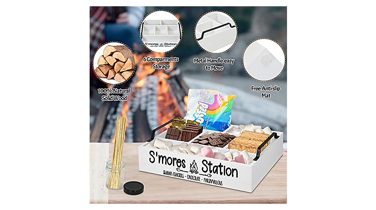 Unistyle S'Mores Station Box – Rustic Wood S'mores Organizer for ...