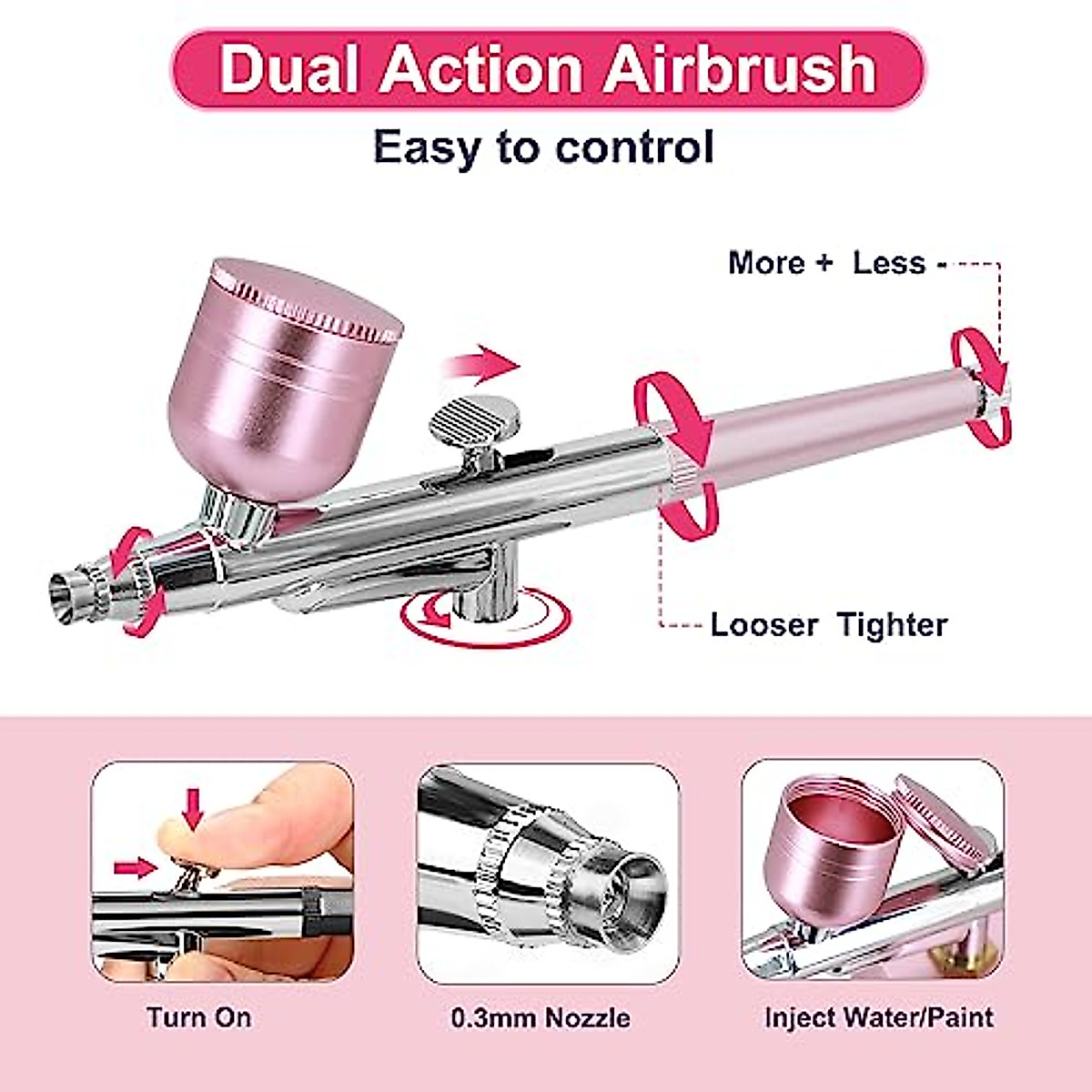 Airbrush Kit with Compressor (Pink-01)