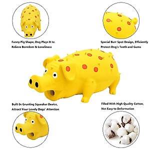 HCHYEY Pig Squeaky Dog Toy, 2 PCS Interactive Rubber Dog Chew Toy - Durable Latex Spot Grunting Pig Toys That Oink for Small Medium Large Dogs (Yellow, Green)