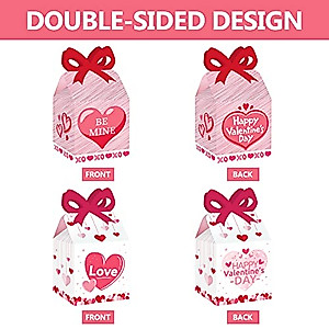 YEXEXINM 24 Pack Happy Valentine's Day Party Goodie Square Favor Gift Boxes, Red Heart Print Party Paper Gift Boxes Treat Bags for Valentine's Day Wedding Anniversary Party Supplies Decoration