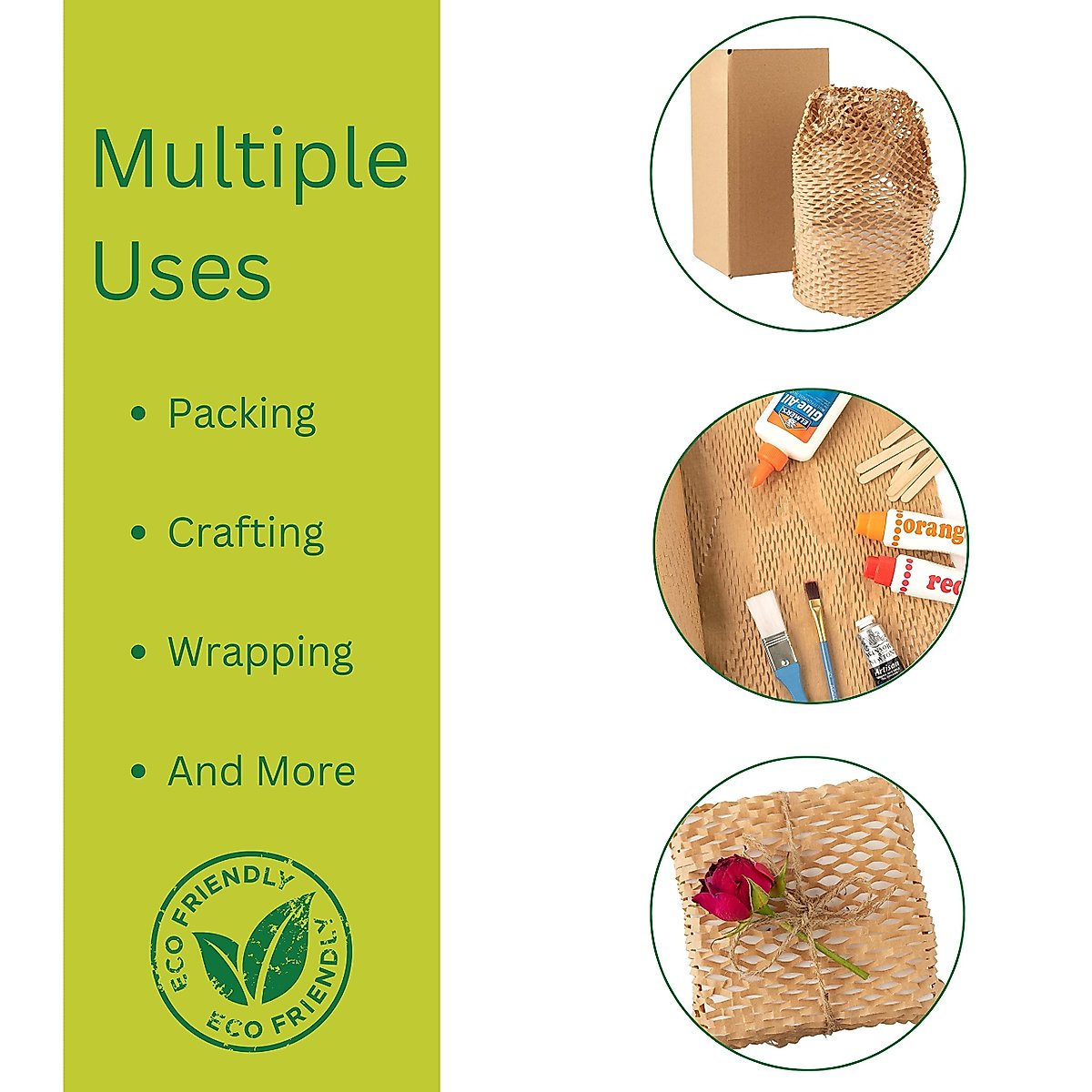 Eco-Friendly Honeycomb Wrapping Paper - 15" x 120' Roll with Fragile Stickers - Premium Packaging Solution for Fragile Items