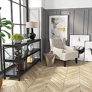 Sofa Table, 3 Tiers Console Table TV Console Narrow Long Sofa Table TV Stand with Storage Shelves for Hallyway, Entryway, Living Room, 55 Inches (Black)