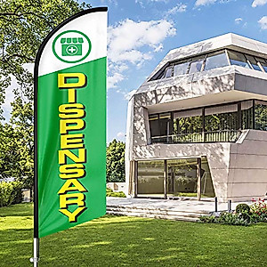 FSFLAG Dispensary Feather Flag Pole Kit 11 Feet, Advertising Swooper Flag with Ground Stake for Dispensary