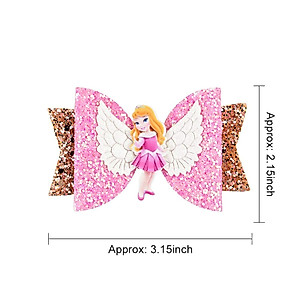 Colorful Princess Hair Clip Glitter Hair Bows with Clip Girls Hair Accessories (8pcs Princess)