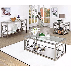Furniture of America Beller Contemporary Metal 1-Shelf Coffee Table in Chrome