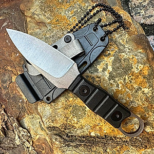 WILD TACTICAL Fixed Blade Survival Knife,Slivery Blade Full Tang w/Hardness Kydex Sheath, and Necklace easy Carry, Good for Camping Hiking Knife, Fishing Hunting edc MIN Knife