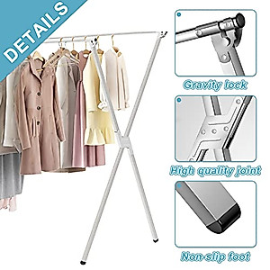 OShuKang Foldable Clothes Rack, 80-Inch Stainless Steel Clothes Rack, Simple Style, Can Be Used Indoors and Outdoors（LYJ-2000