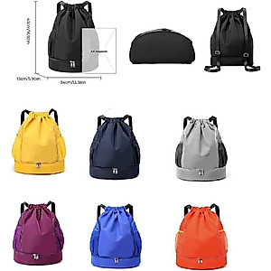 2023 New Sports Backpacks Drawstring Gym Bag Backpack With Shoe Compartment Large Waterproof Shoulder Drawstrings Bags (Blue)