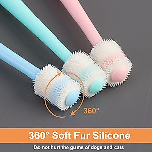 4 Pack Dog Cat Toothbrush Silicone 360 Degree Pet Tooth Brush Small Puppy Kitten Toothbrushes Soft Bristles Head Prevent Bad Breath Dental Care Plaque Off Teeth Deep Clean Kit for Dogs Cleaning Mouth