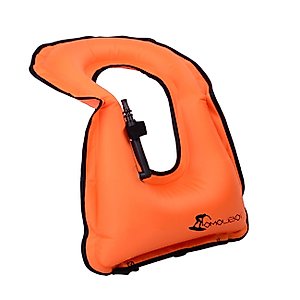 OMOUBOI Snorkel Vest for Adults Swim Vests Inflatable Snorkeling Jackets for Diving, Snorkeling, Swimming Safety (Suitable for 100-220 lbs) (Orange)