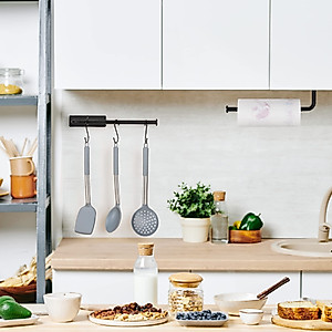 Vtopmart 2 Pack Paper Towel Holders, Self-Adhesive or Wall Mount Black Paper Towel Holders for Kitchen, Under Cabinet and Under Counter, Hanging Stainless Steel papertowel Holders