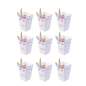NUOBESTY Unicorn Popcorn Cups Food Containers 12Pcs Unicorn Popcorn Boxes Unicorn Popcorn Treat Boxes Unicorn Snack Treat Containers Unicorn Party Favor Popcorn Boxes Cupcake Boxes