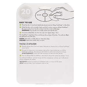 Allsop CD Laser-Lens Cleaner & CD and DVD FastWipes, lint-Free Wipes for Cleaning DVD, CD, PS1, PS2, Xbox & Xbox 360 Discs