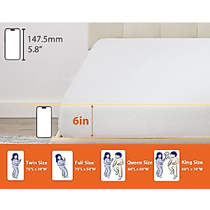BORGEBY Gel Memory Foam Mattress, 6/8/10/12 inch Firm Mattress in a Box, CertiPUR-US Certified Mattress for Cool Sleep & Pressure Relief (6 in, Queen (U.S. Standard))