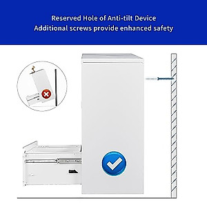 LVSTEEL Lateral File Cabinet with Lock,3 Drawer Stainless Metal Lateral Filing Cabinets, Home Office Storage Cabinets for Organization, Hanging Letter/Legal/A4,Anti-tilt Structure, White