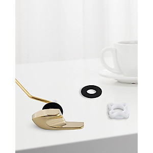 iFealClear Polished Gold Universal Toilet Tank Flush Lever Handle, Brass Side/Angle Mount Toilet Handle Compatible with Kohler K-GP30324-CP, Stainless Steel Flapper Chain