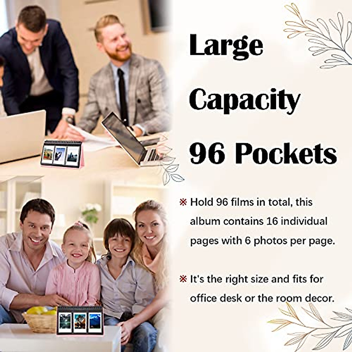 Instax Mini Photo Album for Fujifilm Instax Mini 11 12 9 40 Evo Liplay 8 7+ Instant Camera, 96 Pockets Desk Calendar Polaroid Photo Albums for Polaroid Kodak Zink 2x3" Film & Kpop Photo Card (Pink)