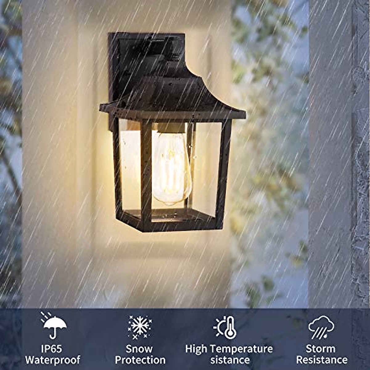 Outdoor Wall Lights, Black Outdoor Light Fixtures Wall Mount Porch Lights, Exterior Light Fixtures Outdoor Sconce with Matte Finish, E26 Base, Anti Rust Modern Wall Lantern for Entryway, Garage, Patio