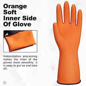 ThxToms Dishwashing Gloves, 3 Pairs Reusable Latex Cleaning Gloves for Housework, Kitchen, Bathroom, Extra Large, Black