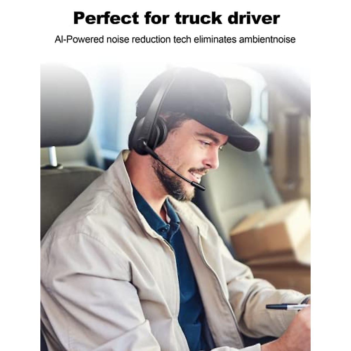 Bluetooth Headset, Sarevile Bluetooth Trucker Headset with Upgraded Microphone Noise Canceling for Trucker, Hand Free Wireless Headset with Adapter for Office Meeting. Widely Compatible for Computer …