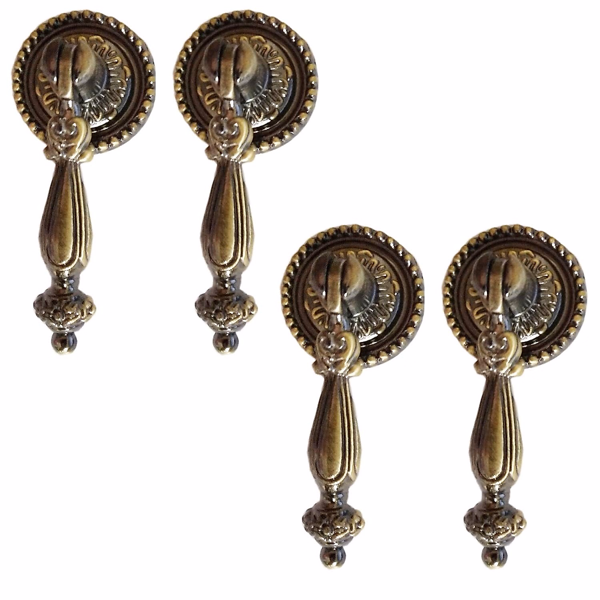 Chris.W 4 Pack Antique Style Bronze Metal Drawer Tear Drop Cabinet Decorative Pull Handle Knob