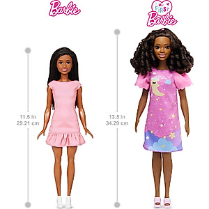 Barbie: My First Barbie Preschool Doll, "Brooklyn" with 13.5-inch Soft Posable Body, Deluxe Party & Bedtime Clothes & Accessories, Black Hair