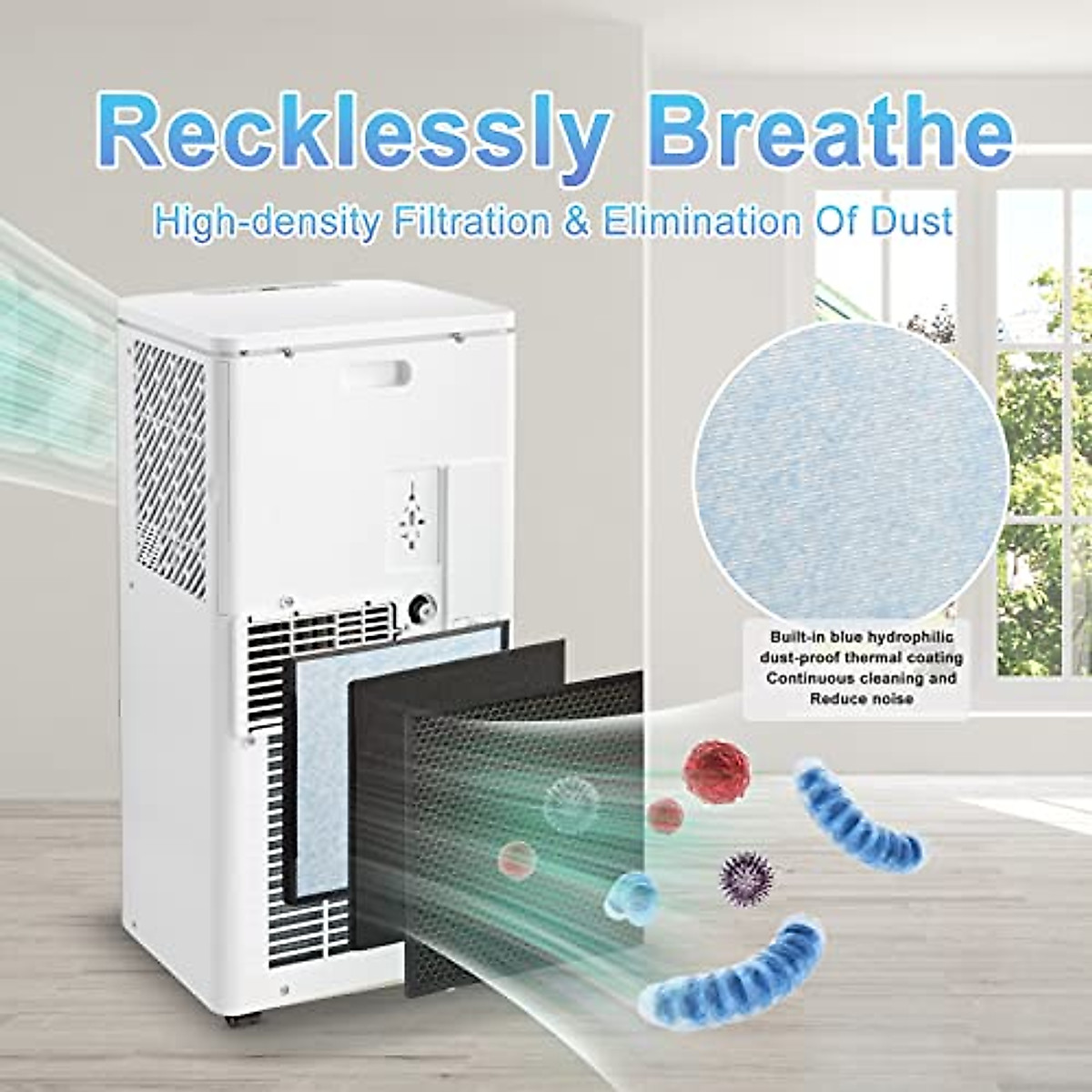 Antarctic Star Portable Air Conditioner 8500 BTU (ASHRAE), Remote Control, Fan Mode, Cools 250sq. ft, 24 Hour Timer, Quiet Operation,Window Fan, 2 Fan Speed for Bedroom Office Home Dorm