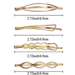 Messen Hair Pins Set Geometric Hair Clips Metal Hairpin Minimalist Hair Styling Jewelry Hair Clamps Accessories Barrettes Gold Bobby Pin for Girl Women (8 Pieces,Style 7)