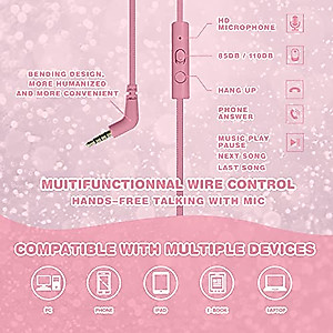 MIDOLA Kids Headphones Wired Volume Limited 85/110dB Over Ear Foldable with Shareport Headset Inline Cable AUX 3.5mm Mic for iPad Notebook Boy Girl Travel School Tablet Pink