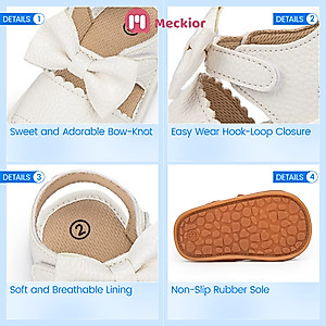 Meckior Baby Toddler Infant Girls PU Leather Soft Open Toe Summer Sandals Flower Princess Flat Shoes