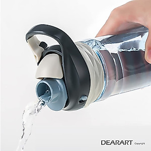 DEARART 26oz Grey Water Bottle Without Straw, BPA FREE Wide Mouth AUTOSPOUT Leak Proof Has Handle, Easy Carried Easy Clean Suit Sports School Travel Office Gym etc.