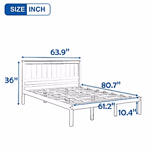 Queen Size Morden Solid Wood Platform Bed Frame with Headboard, Sturdy Wood Slats Support, Under Bed Storage for Children Teens Adults, Non-slip Noiseless, No Box Spring Needed (Espresso, Queen)