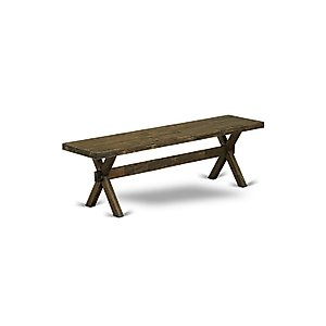 East West Furniture XB776 X-Style Modern Kitchen Bench with Wooden Seat, 60x15x18 Inch, Multi-Color