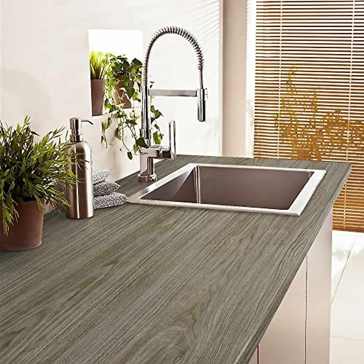 Peel and Stick Wallpaper Wood Contact Paper Gray Brown Removable Self-Adhesive Contact Paper Wood Grain Contact Paper for Cabinets Desks Decorative Home Furniture 78.7"x17.7"