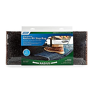 Camco 42949 RV Step Rug ( Premium Radius Wrap Around Step Rug, Turf Material (22" Wide) - Brown)
