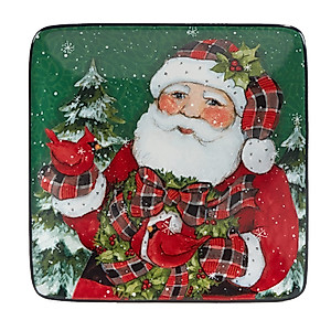 Certified International Christmas Lodge Santa 6" Canape/Luncheon Plates, Small, Set of 4
