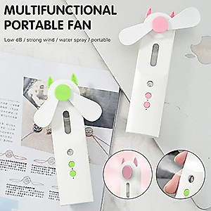 Foviza Portable Misting Fan Desk Handheld Fan 2 in 1 Small Mister Rechargeable Fan 2 Speeds Water Spray Travel Personal Fan for Kids Women Men Home Office Outdoor