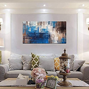 Pogusmavi Large Dark Blue Abstract Wall Art Decor for Living Room Canvas Prints Picture Artwork Office Home Bedroom Wall Decoration 24x48