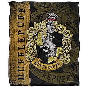 Harry Potter Blanket, 50"x60" Harry Potter House Crest Hufflepuff Silky Touch Sherpa Back Super Soft Throw Blanket